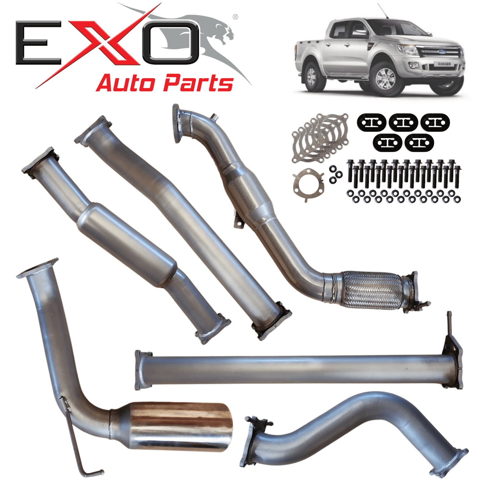 3" Inch Ford Ranger PX2 2016-2019 3.2L Stainless Steel Exhaust System ...