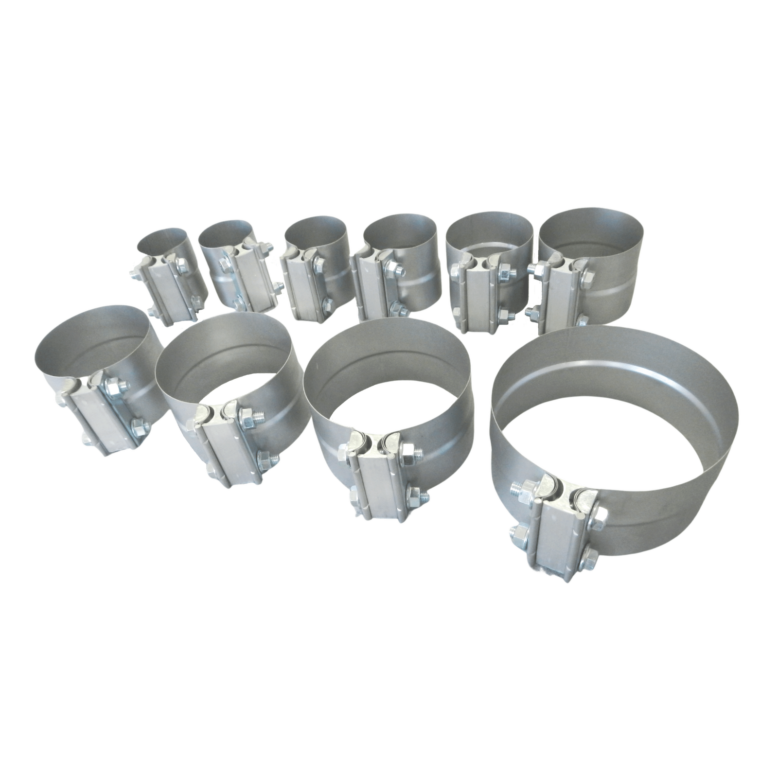 2" Up To 6" Inch Wide Band Clamp Lap Type Aluminized Steel